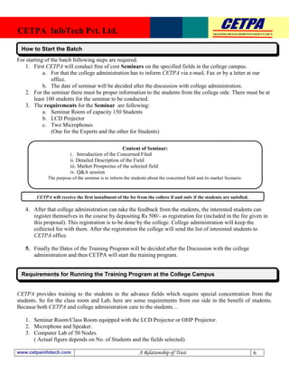 CETPA On-Campus Training Proposal for Different Colleges | PDF