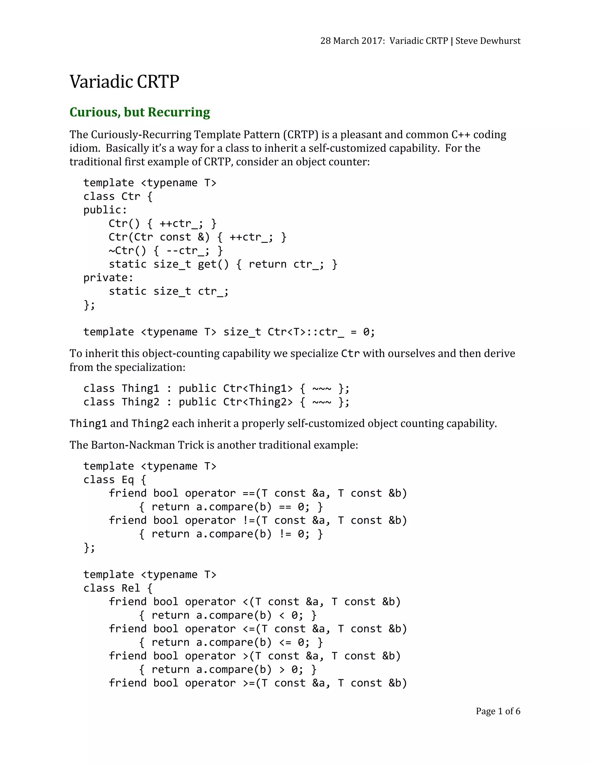 Variadic CRTP : NOTES | PDF