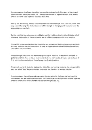 Animals Fun Story | DOCX
