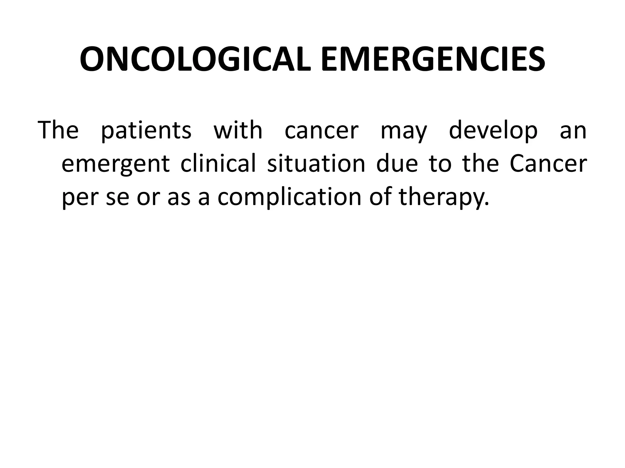 Oncological Emergencies- Oncology Nursing | PDF