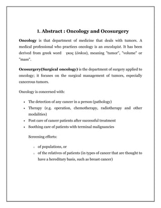Oncology and Ocosurgery | PDF | Cancer | Diseases and Conditions