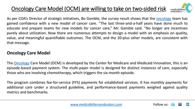 Oncology Care Model (OCM) are willing to take on two-sided risk | PPT