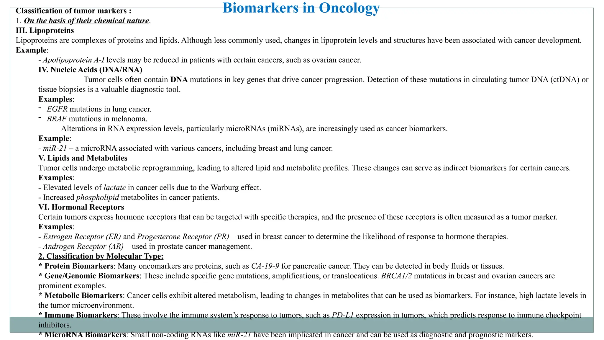 oncology lecture 4 (2).pptx biomarkers in cancer | PPTX