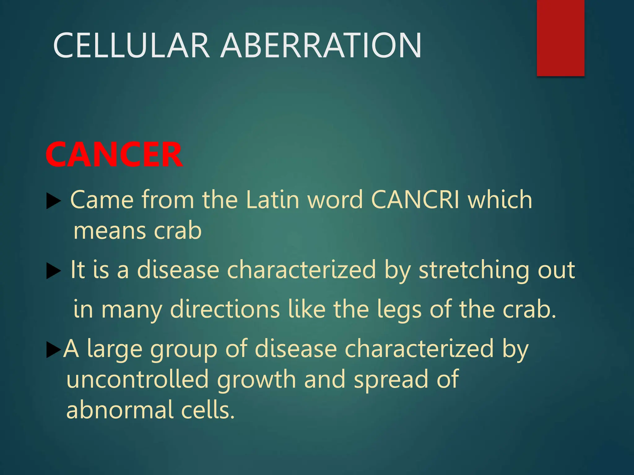 ONCOLOGY NURSING (CELLULAR ABBERATION).ppt