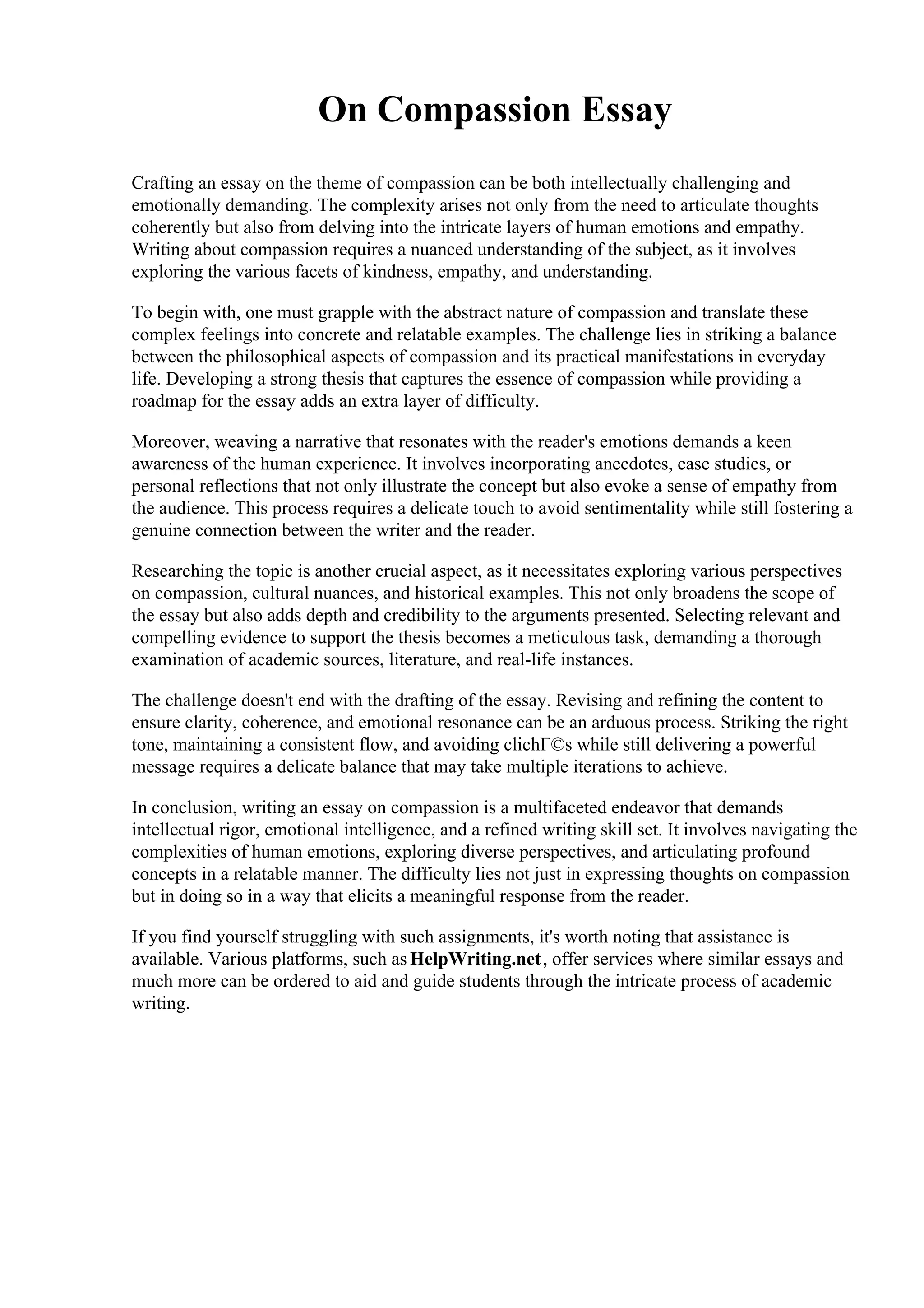 On Compassion Essay. Albert Einstein College of Medicine | PDF