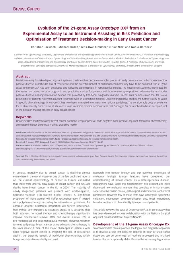 Evolution of the 21-gene Assay Oncotype DX | PDF
