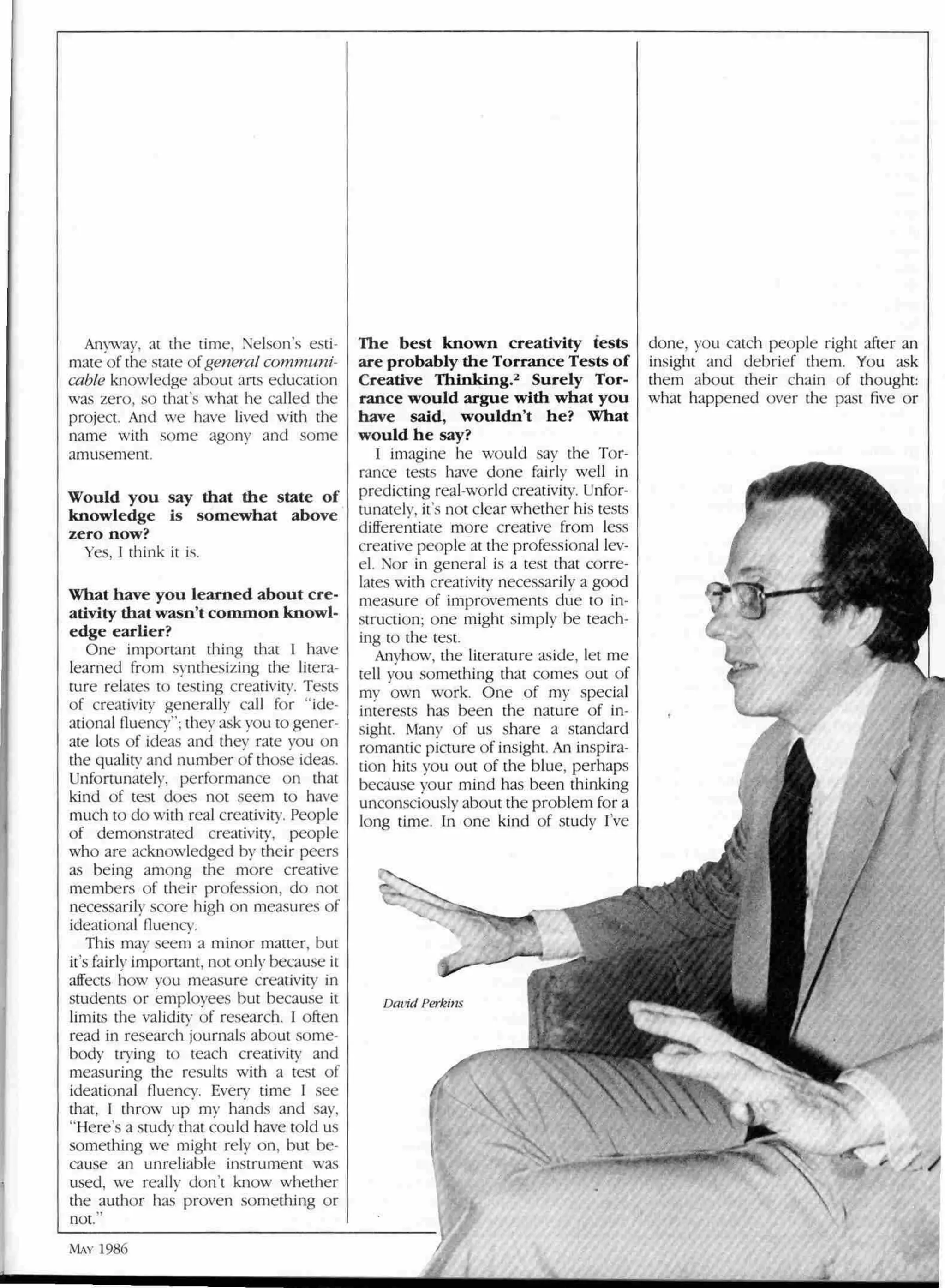 On creativity and thinking skills a conversation with david perkins. | PDF