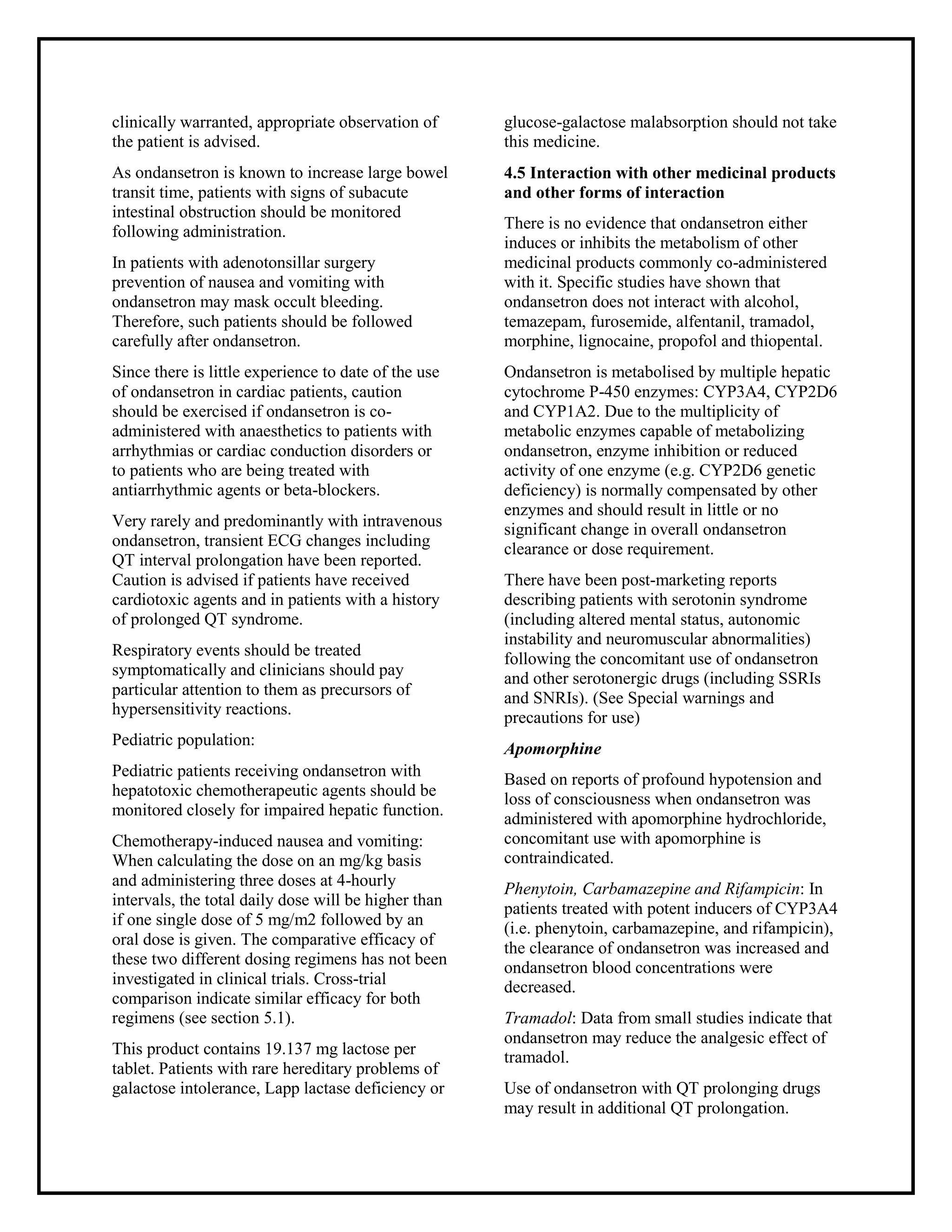 Ondansetron 4 mg film coated tablets smpc- taj pharmaceuticals | PDF