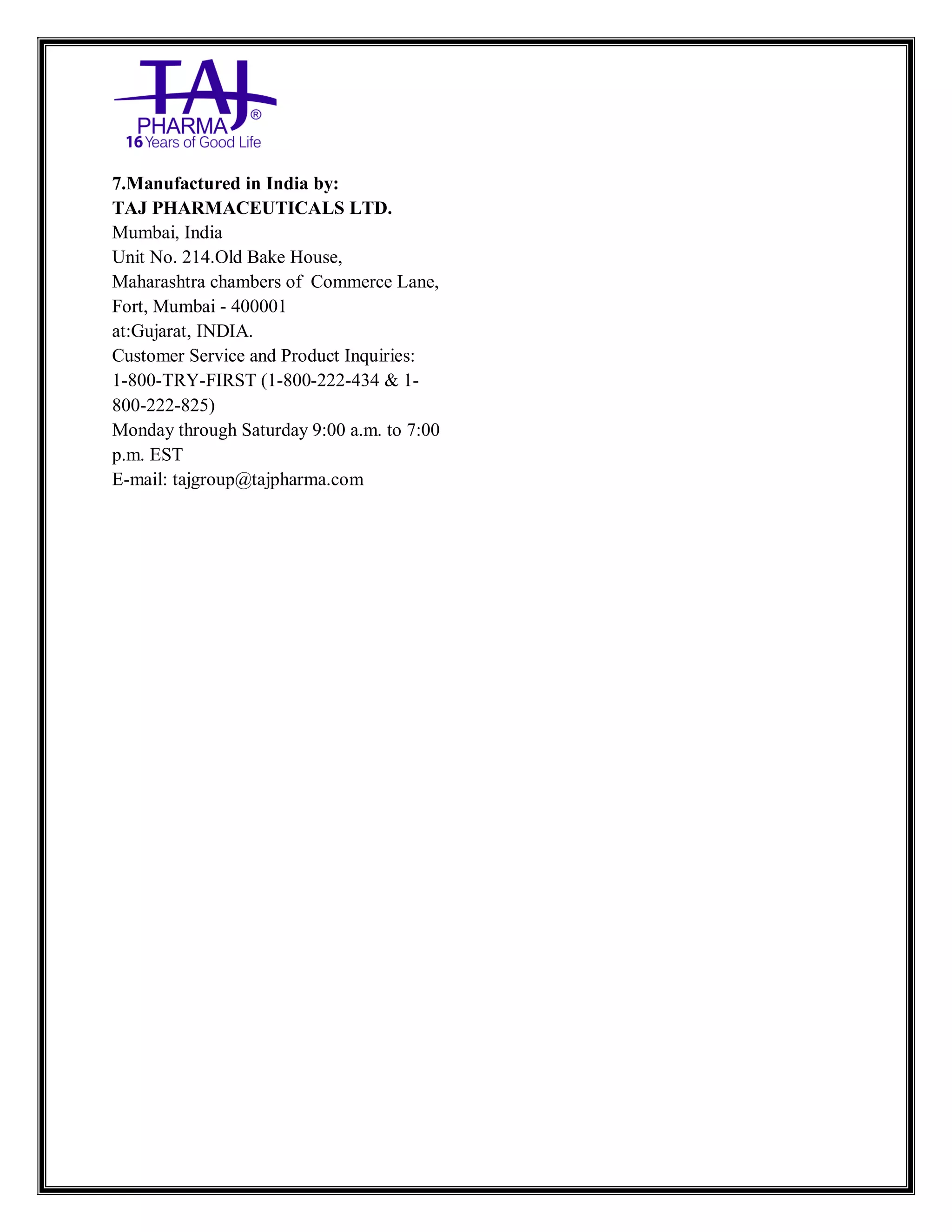 Ondansetron Injection USP Taj Pharma SmPC | PDF