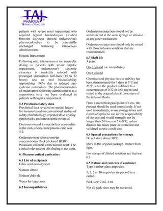 Ondansetron Injection USP Taj Pharma SmPC | PDF