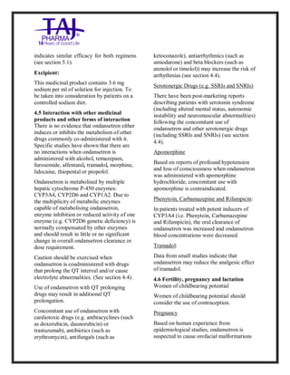 Ondansetron Injection USP Taj Pharma SmPC | PDF