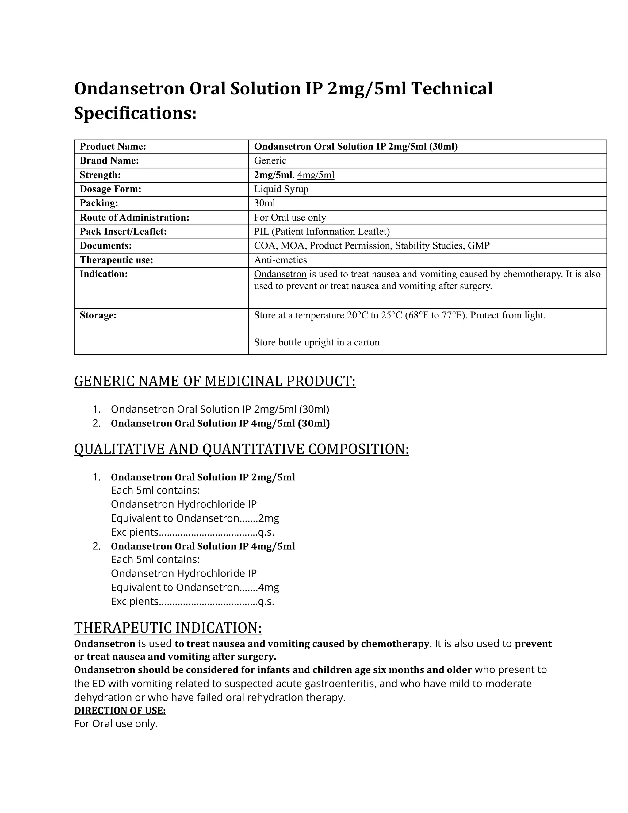 Ondansetron Oral Solution IP 2mg-5ml Manufacturers, Suppliers in India.pdf