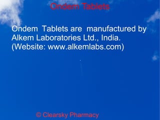 Ondem (Ondansetron Hydrochloride Tablets) | ODP