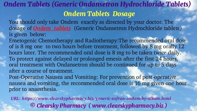 Ondem Tablets (Generic Ondansetron Hydrochloride Tablets) | PDF