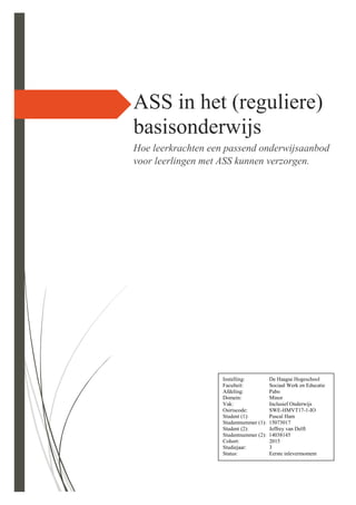 ASS in het (reguliere) basisonderwijs | PDF