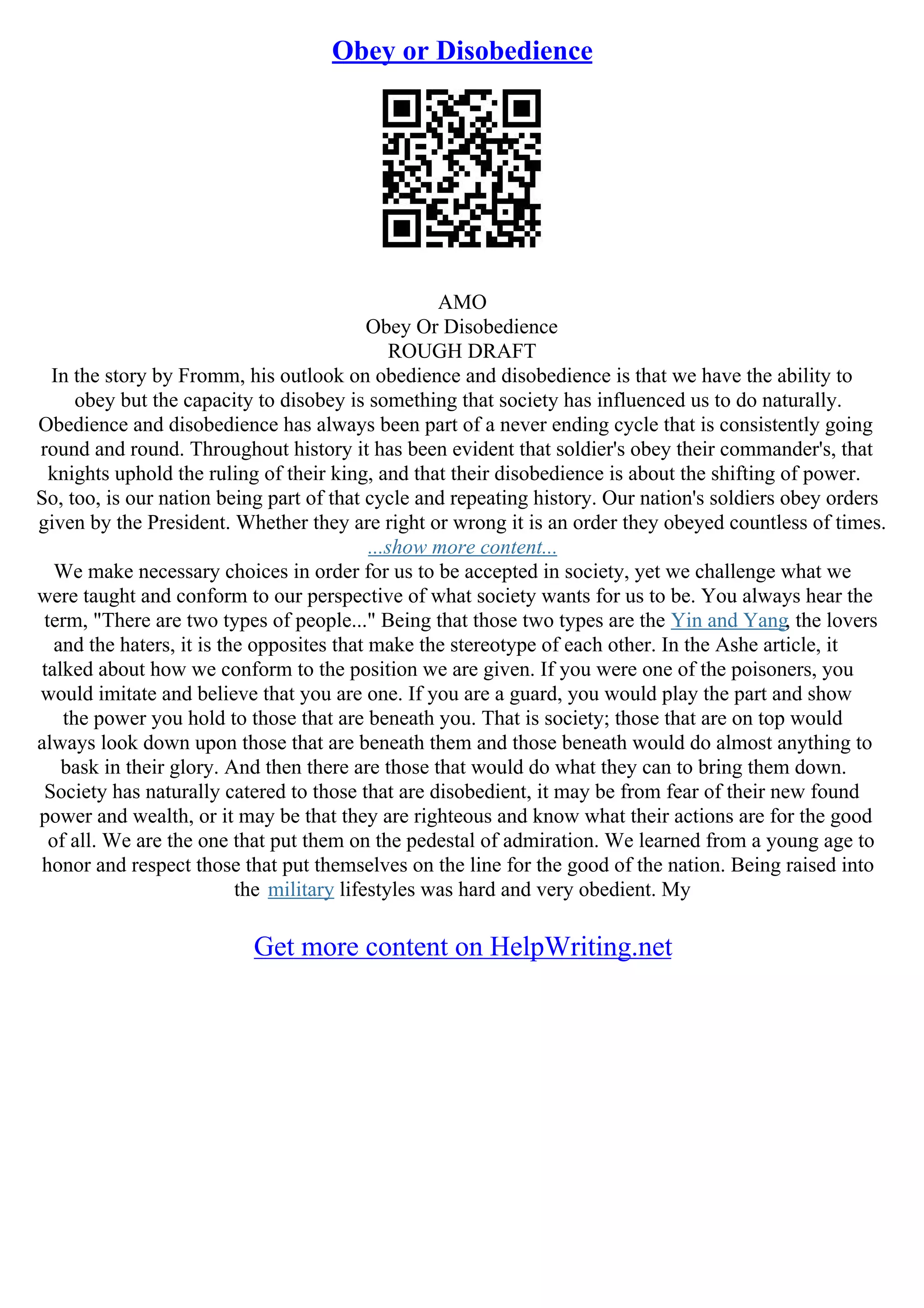 On Disobedience And Other Essays | PDF