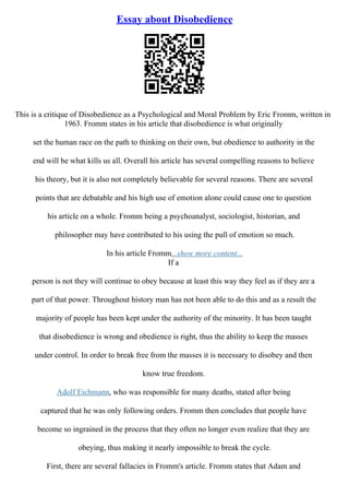 On Disobedience And Other Essays | PDF