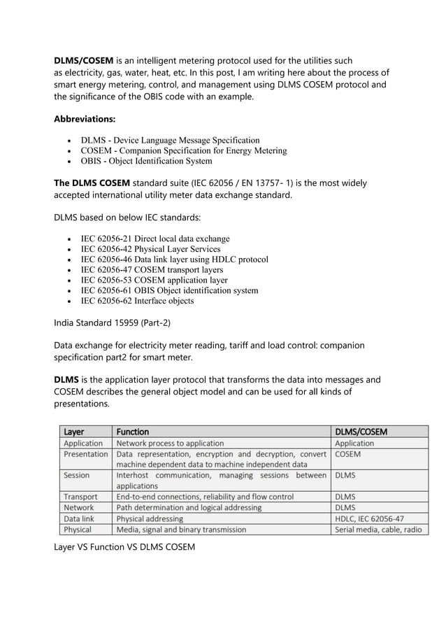 ON DLMS AND COSEM PROTOCOL FOR SMART METERS | PDF