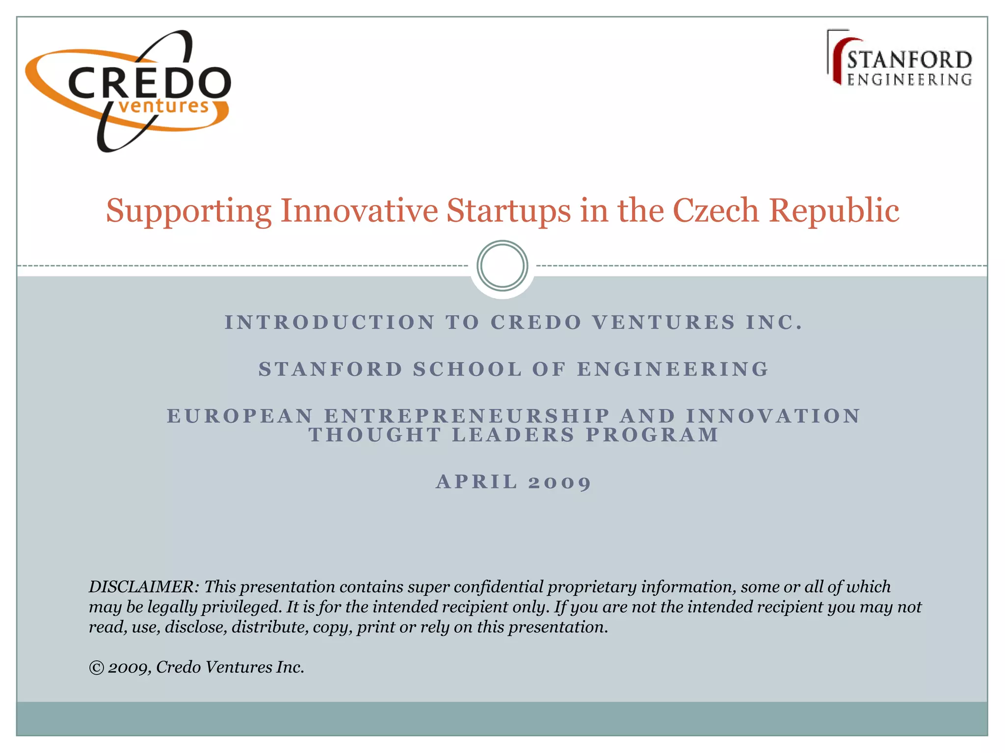 Supporting Innovative Startups in the Czech Republic - Ondrej Bartos ...