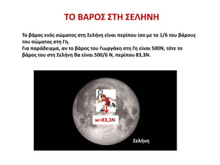 ΜΑΖΑ ΚΑΙ ΒΑΡΟΣ ΣΕ ΔΙΑΦΟΡΑ ΜΕΡΗ ΤΟΥ ΣΥΜΠΑΝΤΟΣ | PPTX