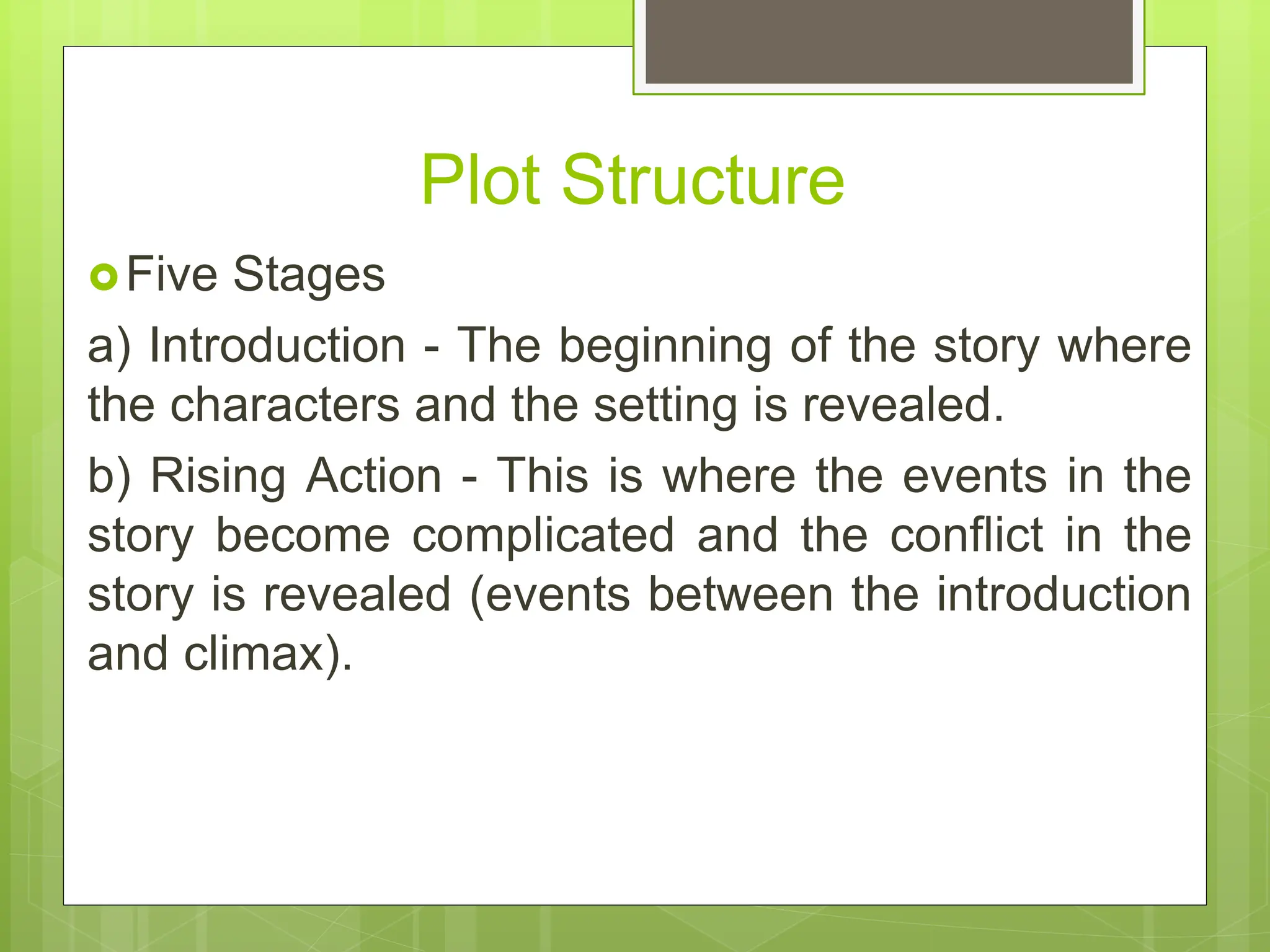 The following are the elements of one-act play | PPTX