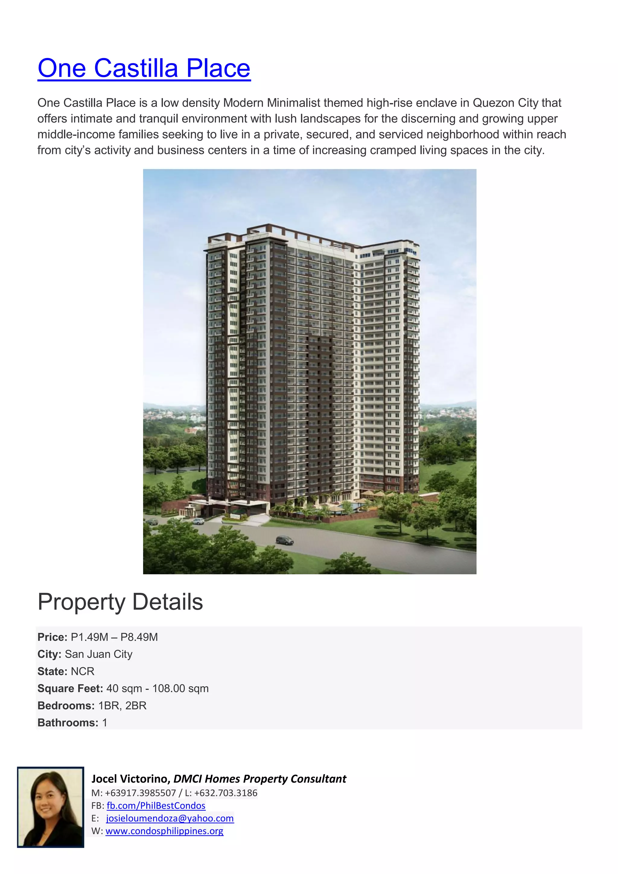 Pre Sell / Condo For Sale in San Juan - One Castilla Place | PDF
