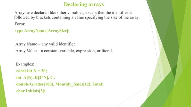 One Dimensional Arrays Ppt