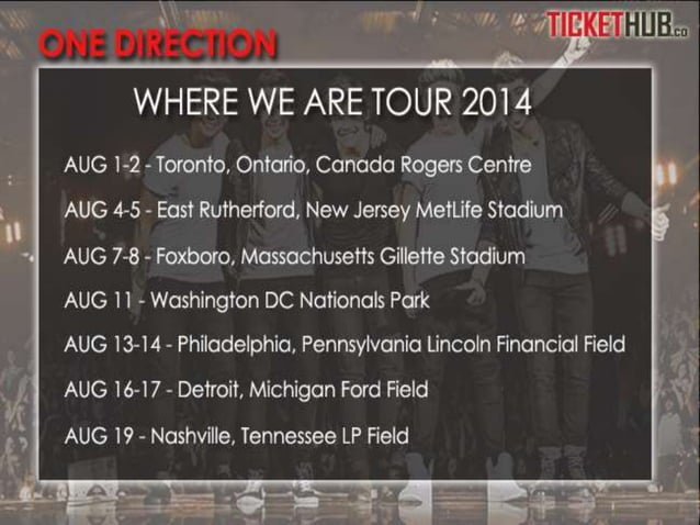 One Direction "Where We Are" Tour 2014 Schedule - Tickets at TicketHub ...