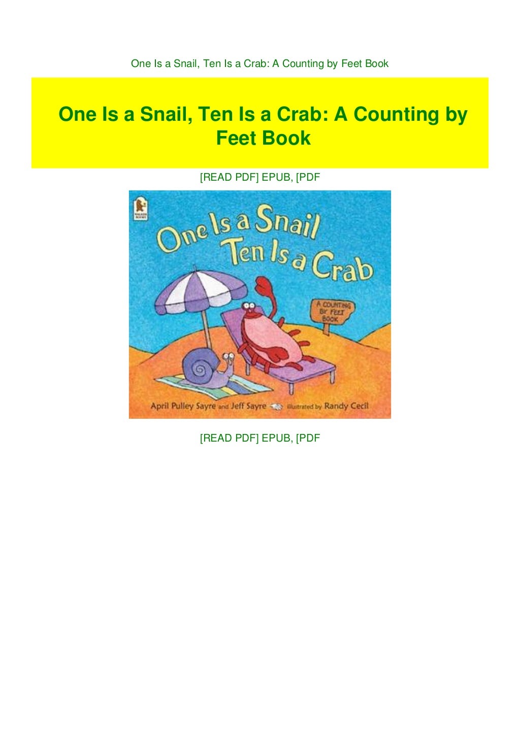 One Is a Snail, Ten Is a Crab: A Counting by Feet Book