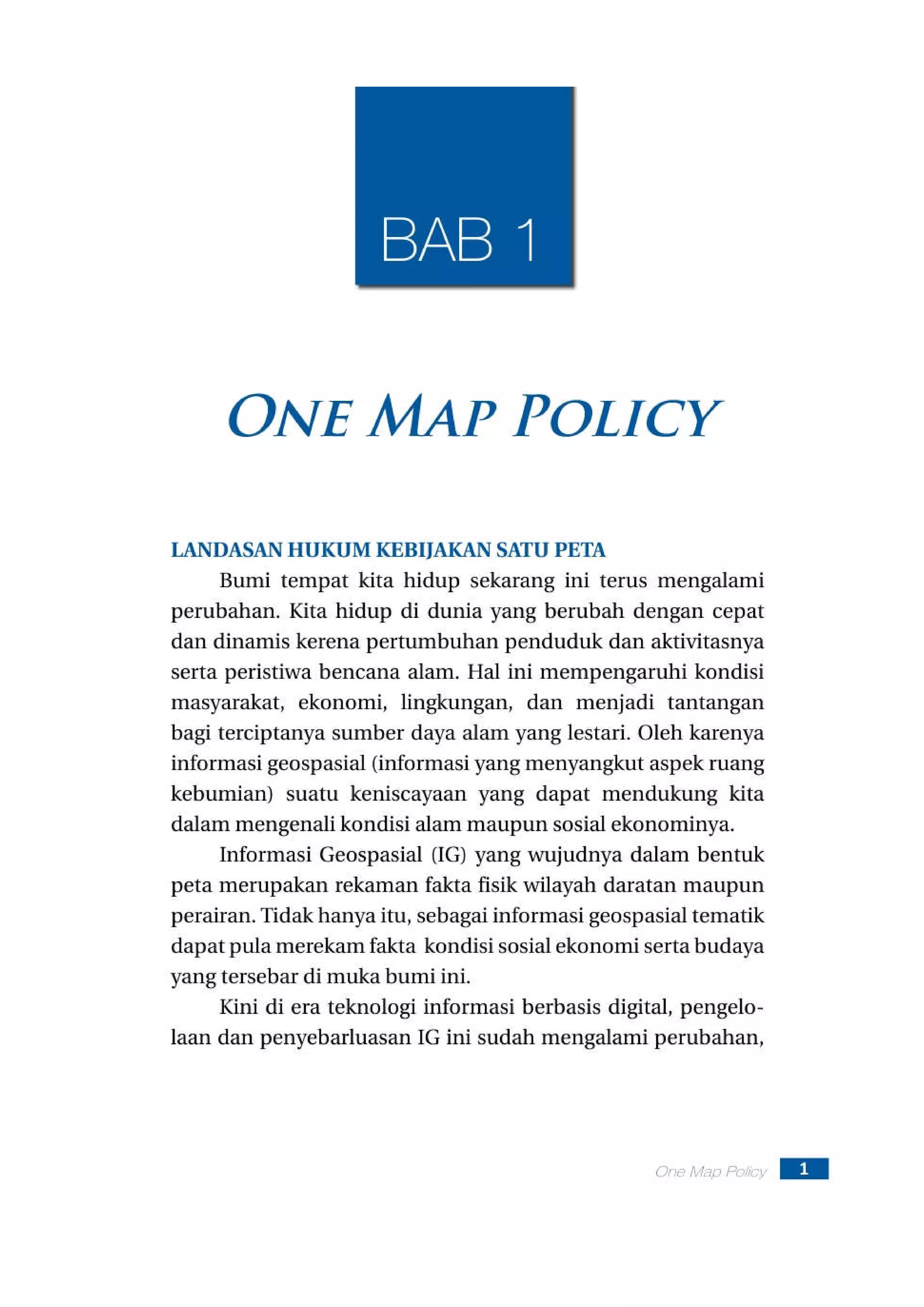 [Buku] Kebijakan Satu Peta One Map Policy Edisi Kedua 2016 | PDF