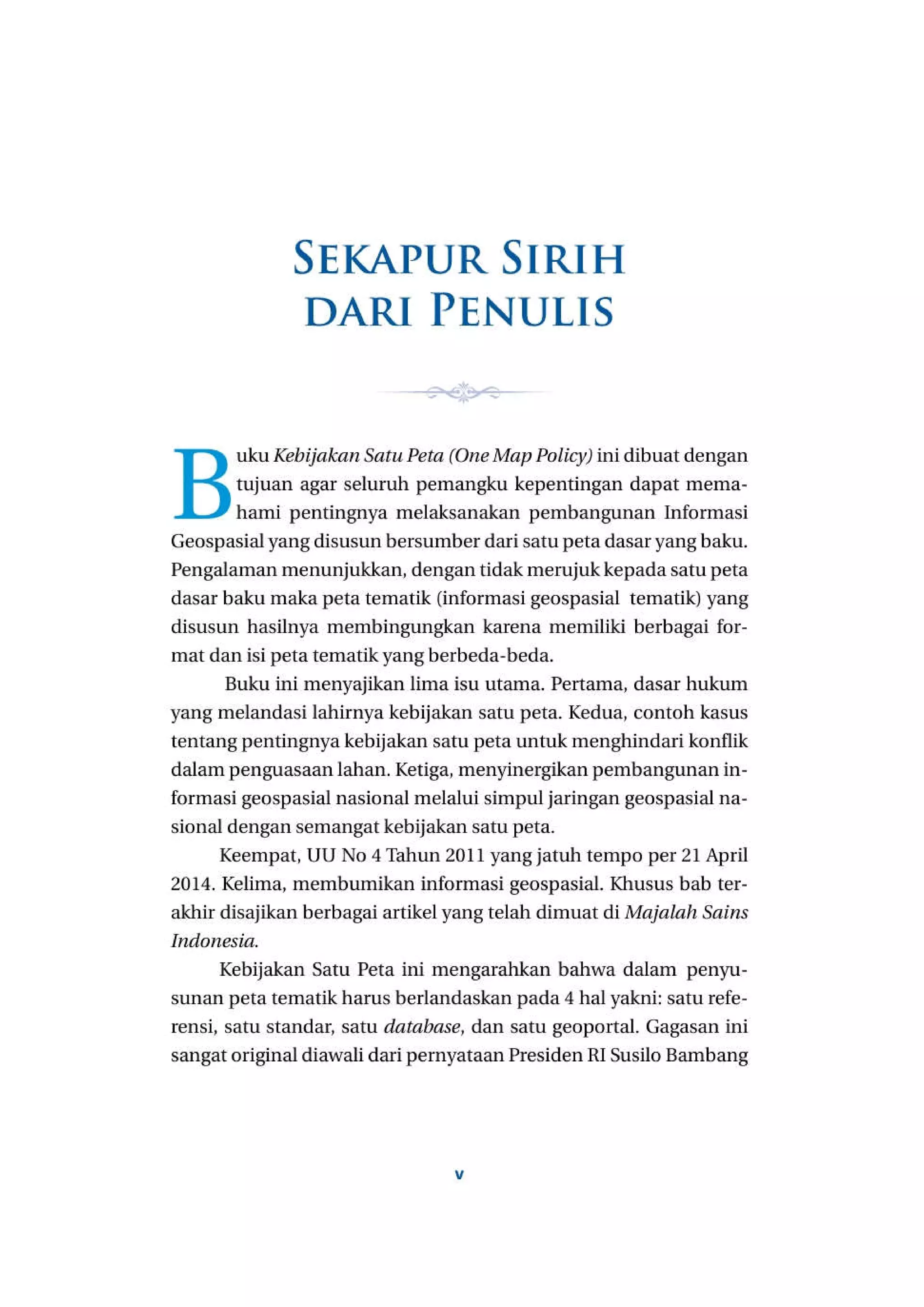 [Buku] Kebijakan Satu Peta One Map Policy Edisi Kedua 2016 | PDF