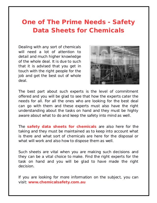 One Of The Prime Needs Safety Data Sheets For Chemicals one-of-the-prime-needs-safety-data-sheets-for-chemicals