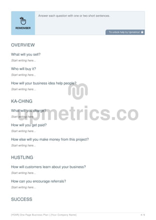 One page business plan Example | PDF