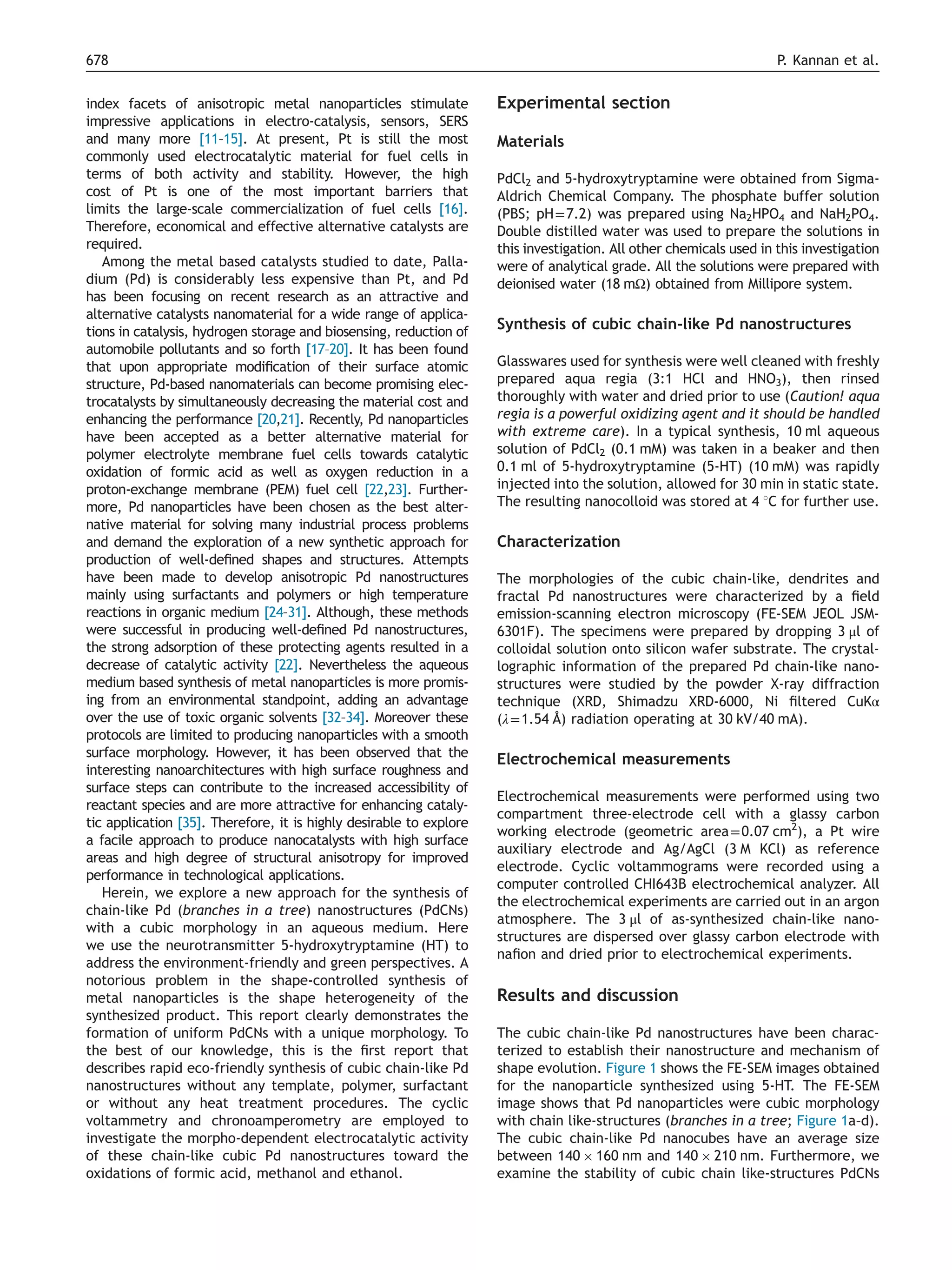 One pot synthesis of chain-like palladium nanocubes and their enhanced ...