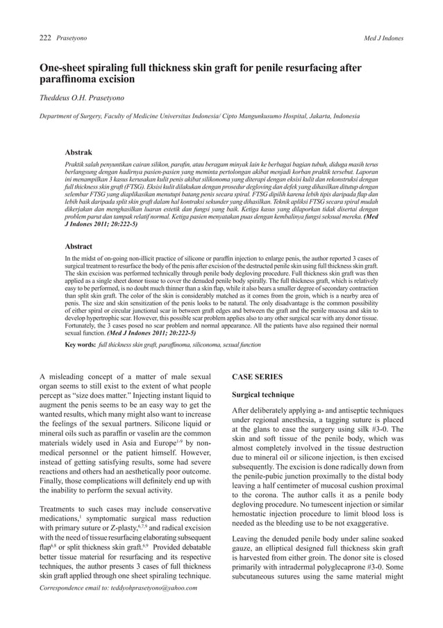 One sheet spiraling full thickness skin graft for penile | PDF