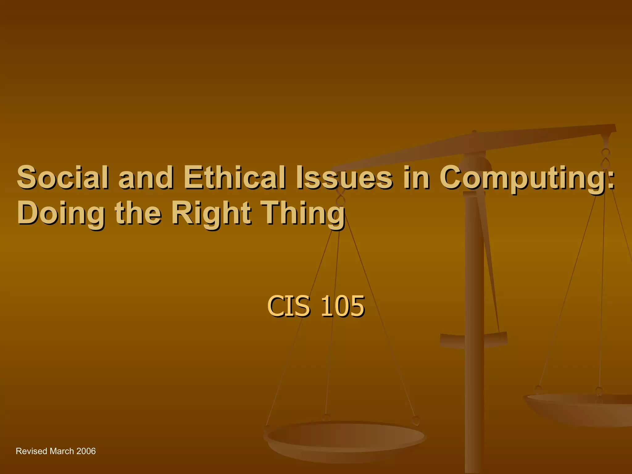 One - Social & Ethical Issues | PPT