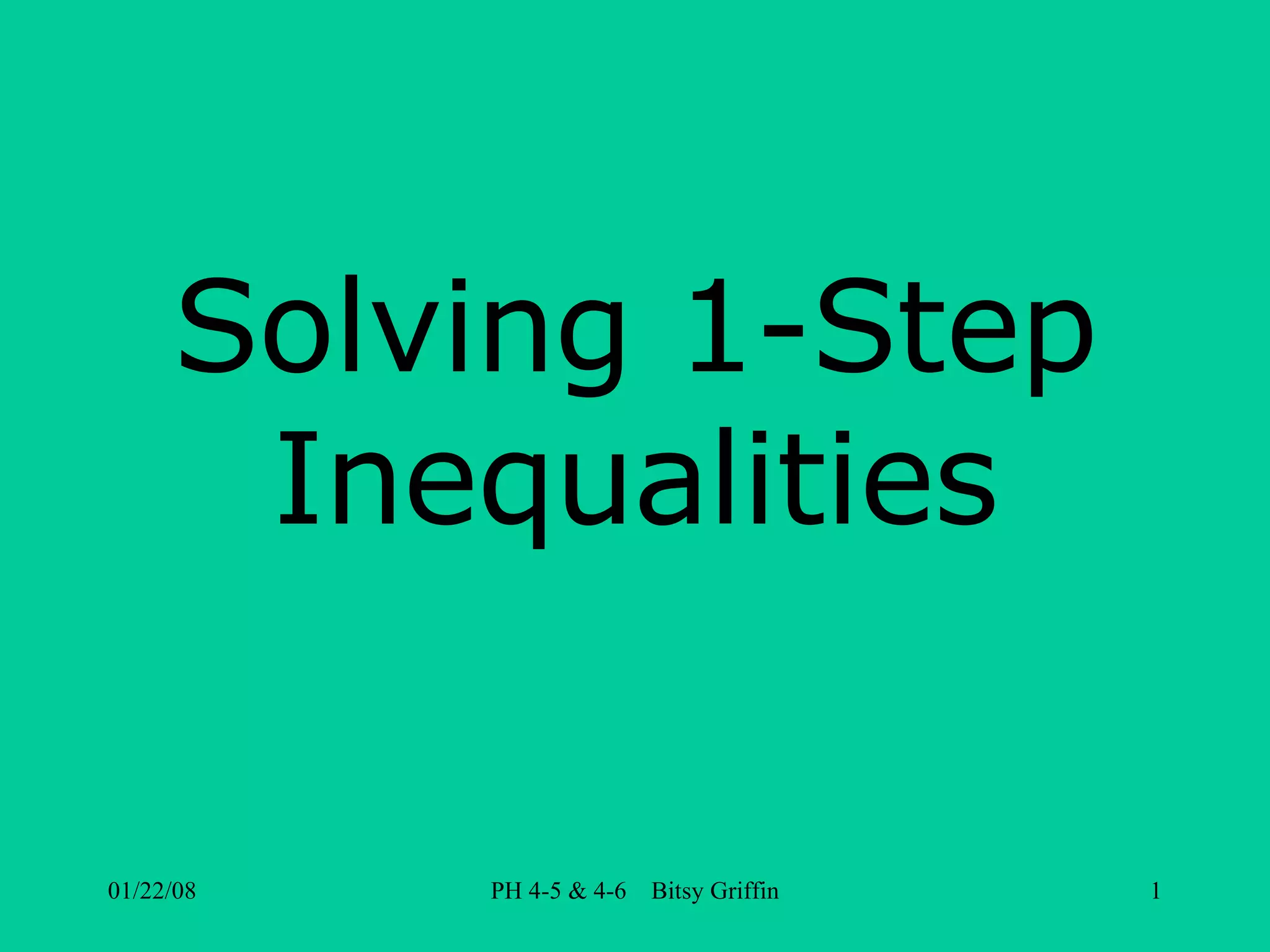 One Step Inequalities | PPT