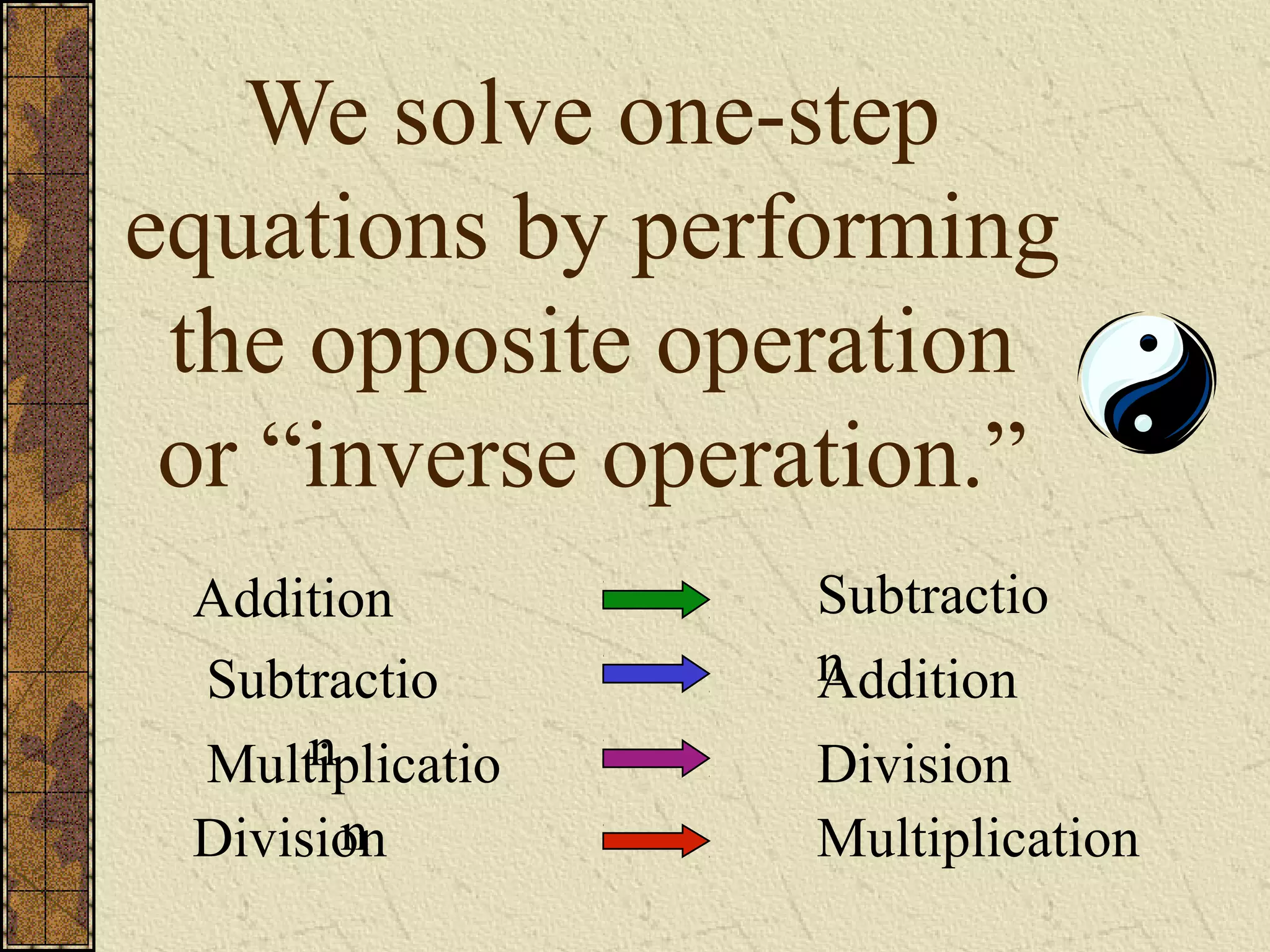One step equations for 6th grade (positive numbers) | PPT | Science