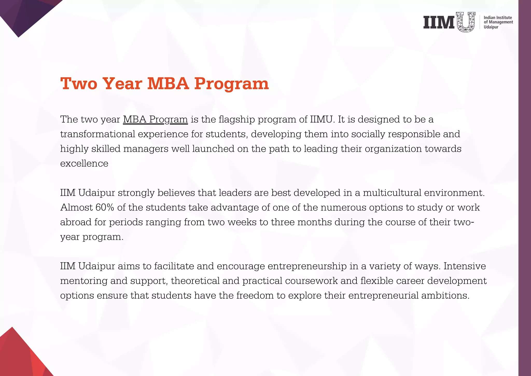One Year MBA Program | PPT
