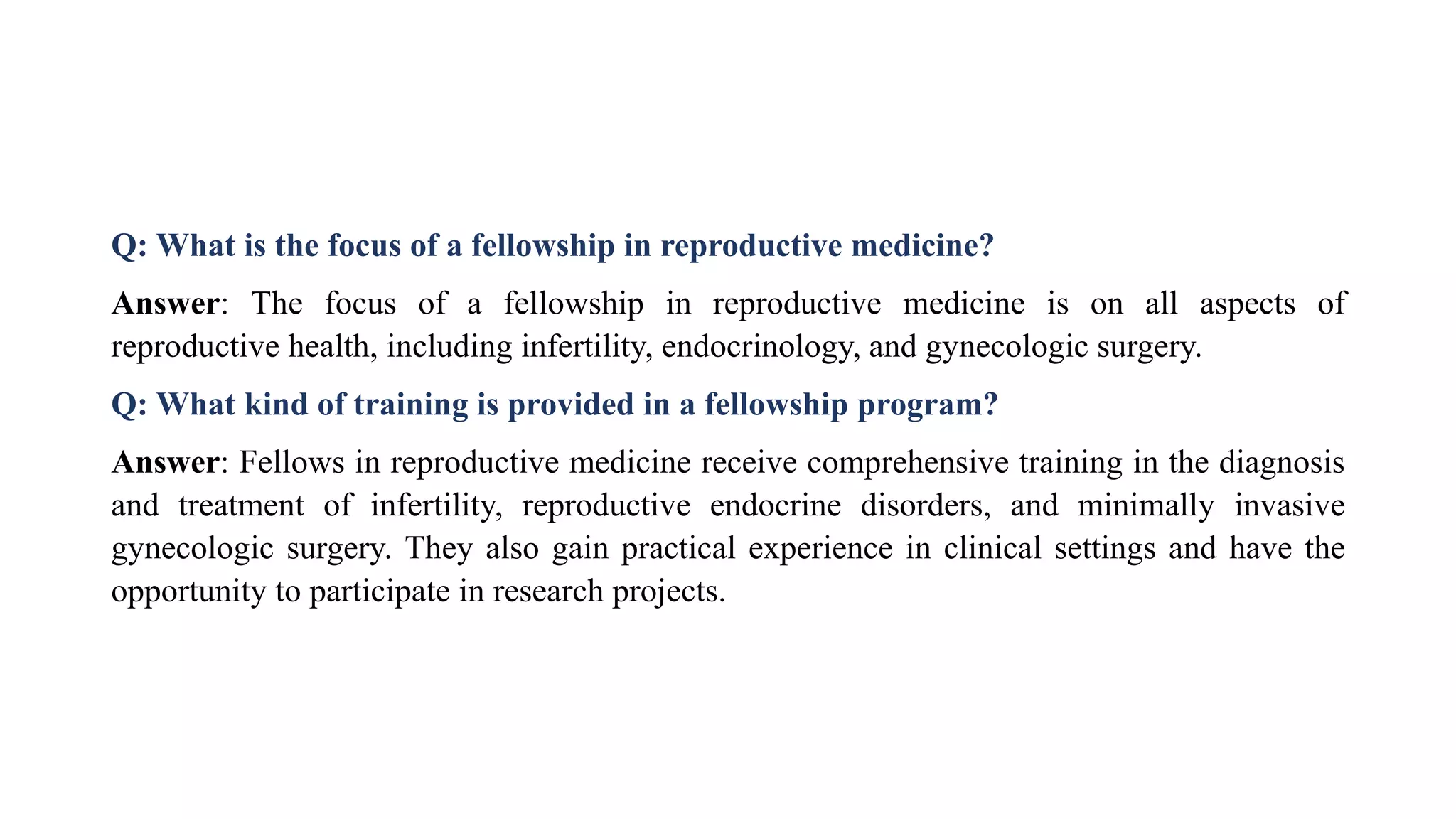 One-year fellowship program in reproductive medicine | PPTX