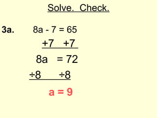 One And Two Step Equations | PPT