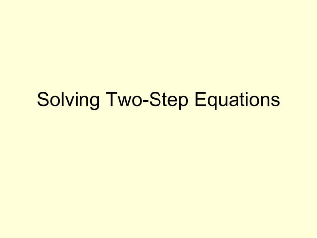 One And Two Step Equations | PPT