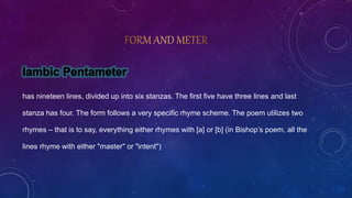 ONE ART by Elizabeth Bishop | PPTX