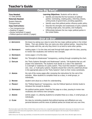 One Big Party iCivics | PDF