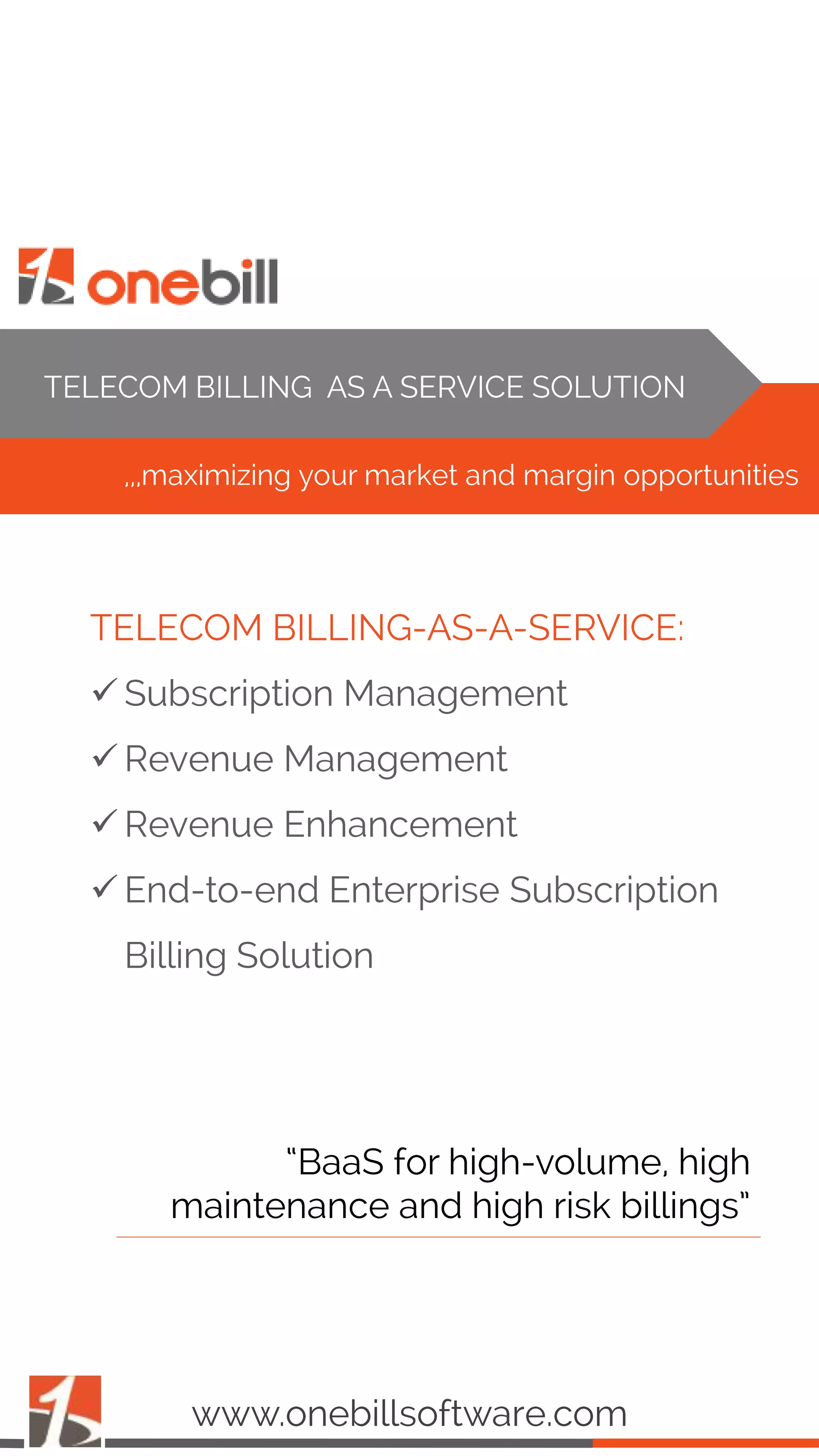 OneBill - Telecom Billing As a Service Solution | PDF