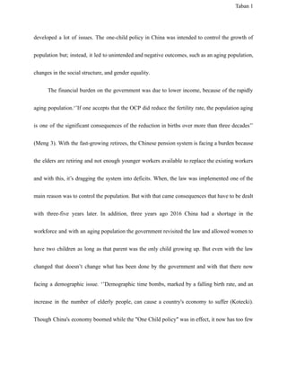 One child policy paper november 25th | PDF