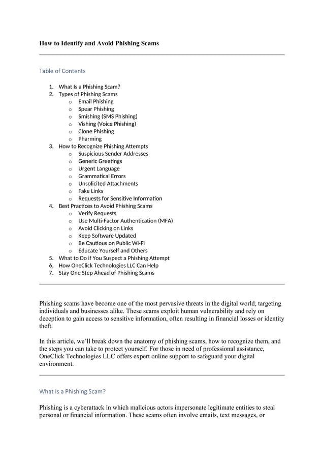 How to Identify and Avoid Phishing Scams | PDF
