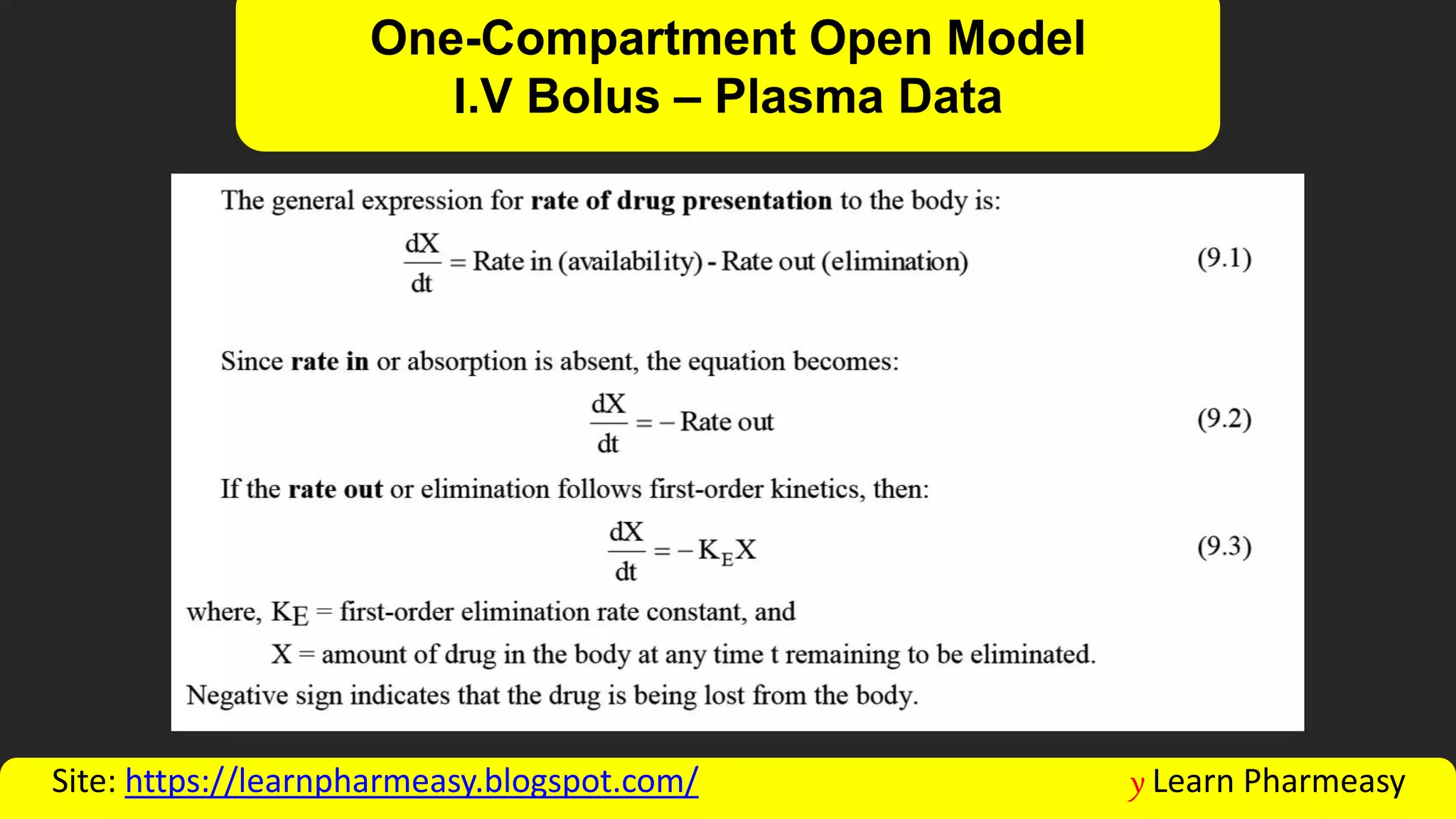 One compartment open I.V. bolus model | PPTX
