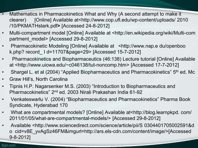 One compartment modelling | PPT