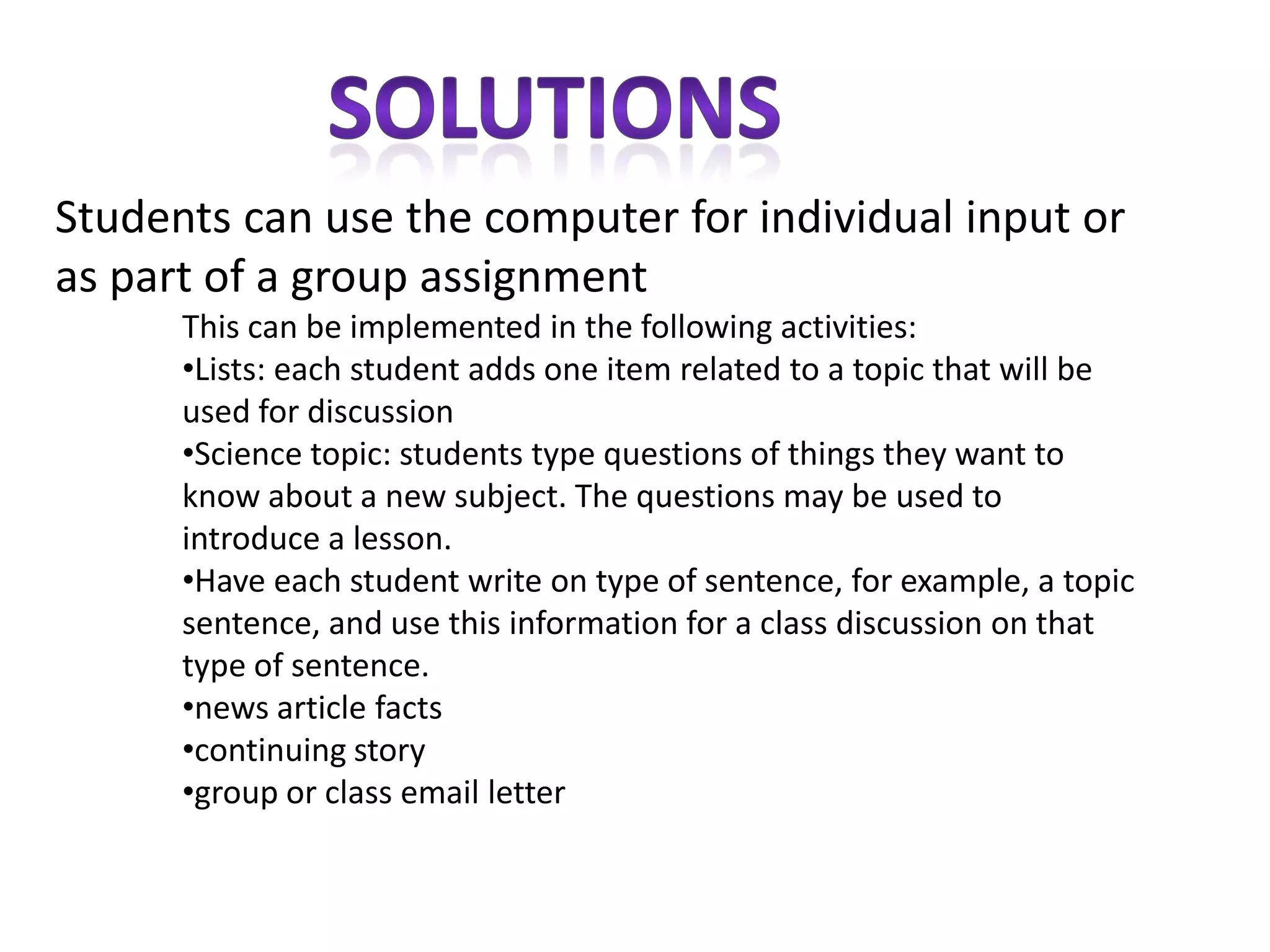 One Computer Classroom | PPTX